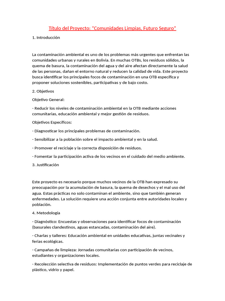 Título Del Proyecto Folosofia | PDF | Residuos | Contaminación