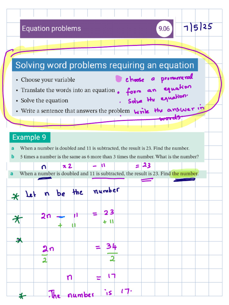 9.06 Equations Problems | PDF