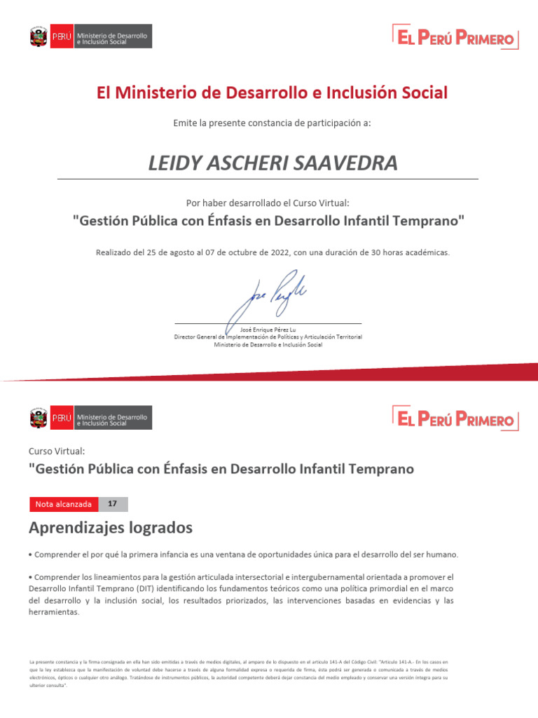 Certificado MIDIS | PDF