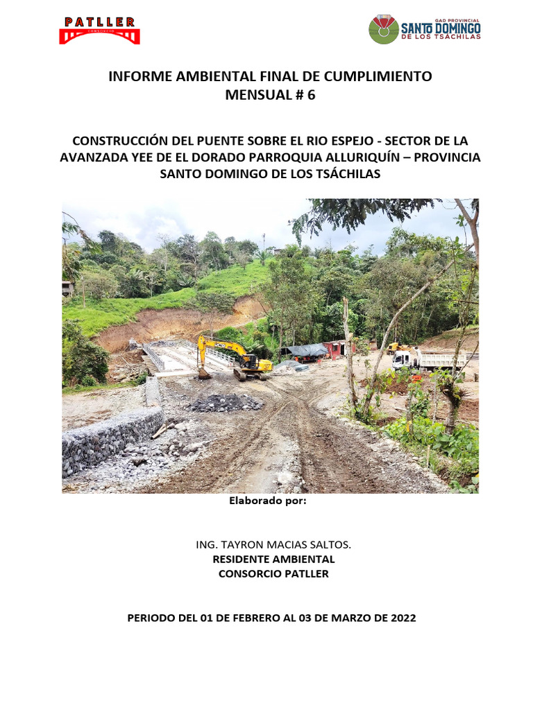 Informe Ambiental Mensual: Puente Río Espejo | PDF | Residuos | Gestión ...