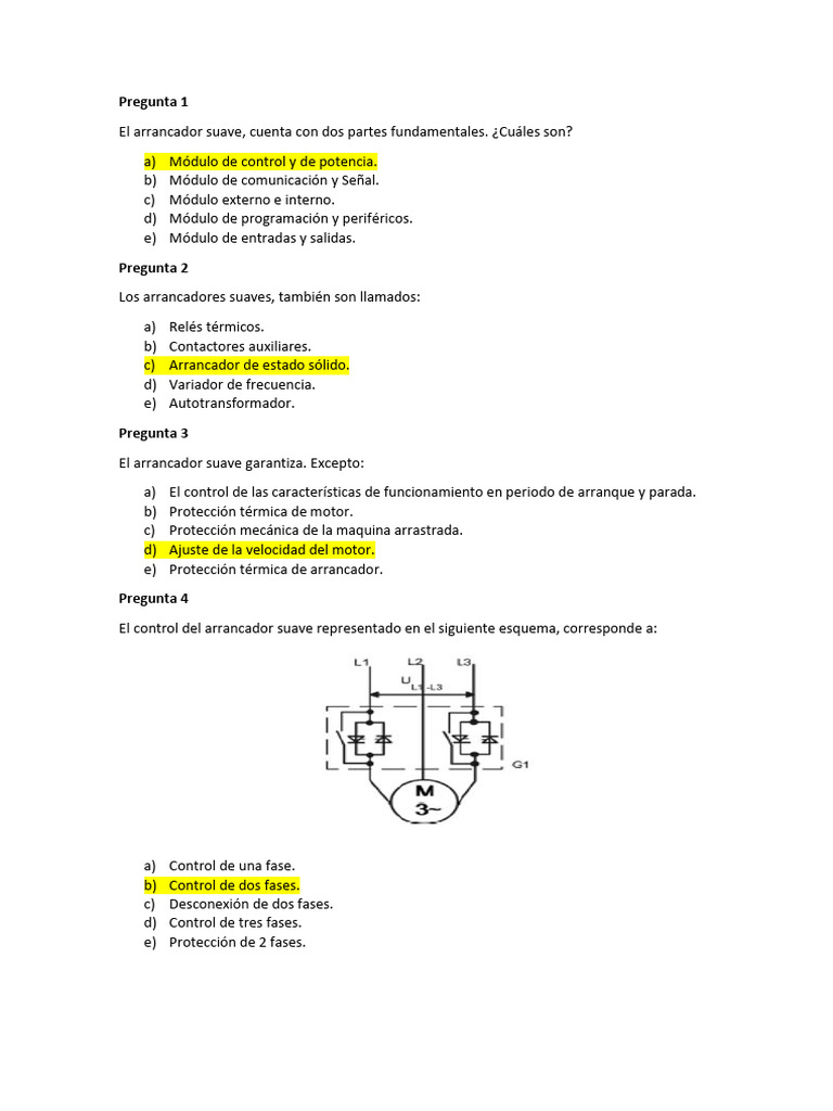 AUTOEVALUACIONES_ARRANCADORES SUAVER Y VARIADORES DE FRECUENCIA | PDF