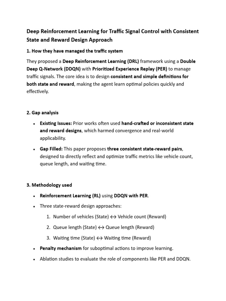 Deep Reinforcement Learning For Traffic Signal Control With Consistent ...
