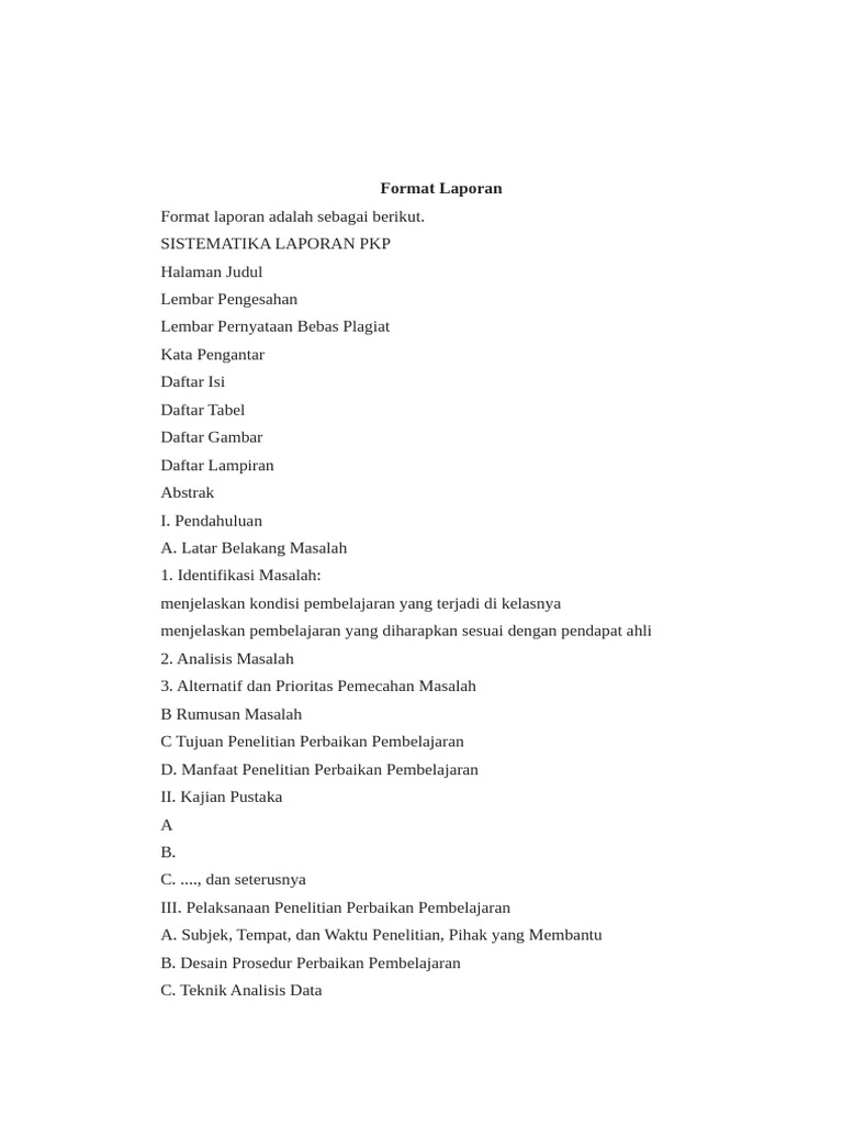 Sistematika Laporan PKP dan Contoh | PDF
