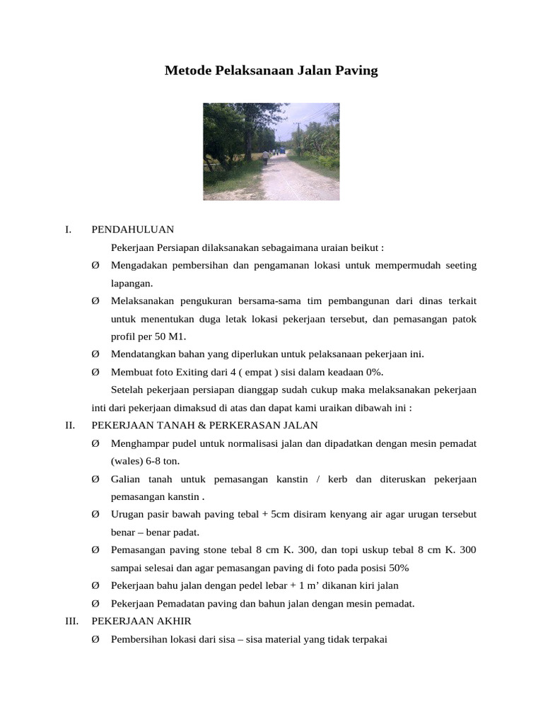 Metode Pelaksanaan Jalan Paving | PDF