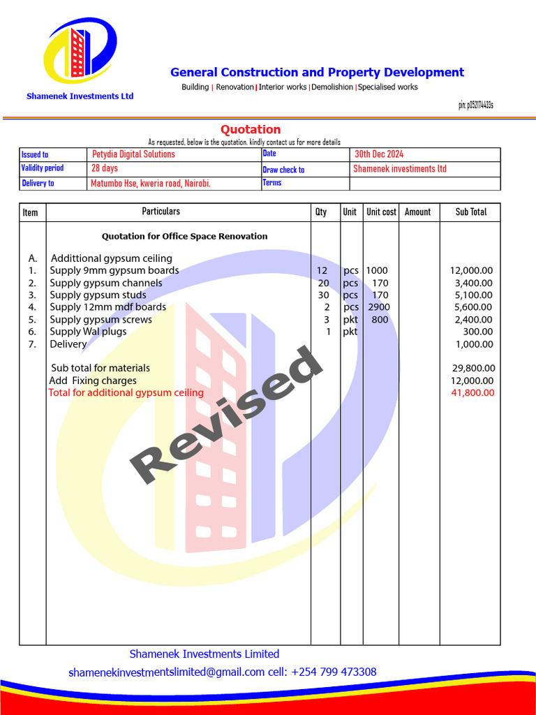 Petydia Quotation 2nd Revised | PDF | Building Materials