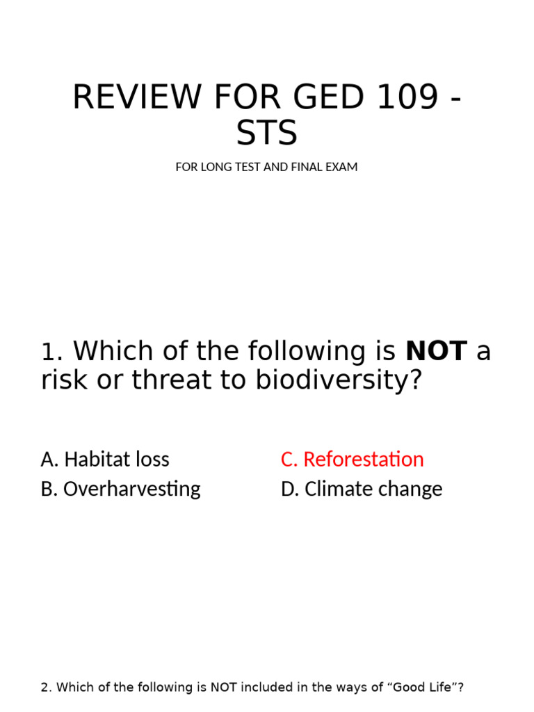 Review For Ged 109 Sts | PDF | Well Being | Information