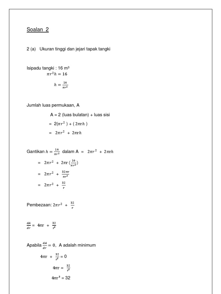 Ukuran Tinggi Dan Jejari Tapak Tangki | PDF
