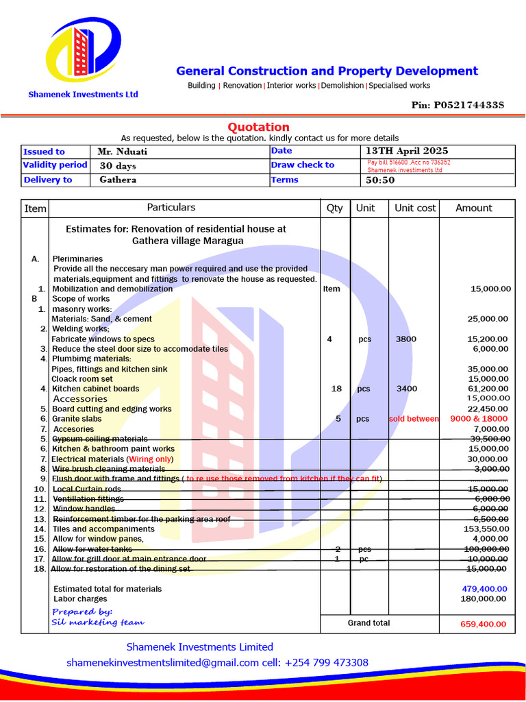 Gathera Quote 2nd Revised | PDF | Kitchen | Door