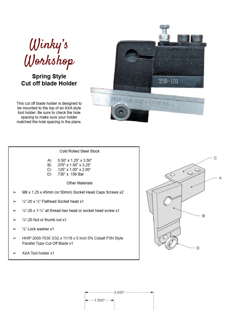 Spring Style Cut Off Holder | PDF | Screw | Metalworking