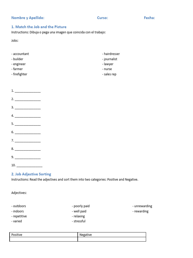 English Homework Careers | PDF
