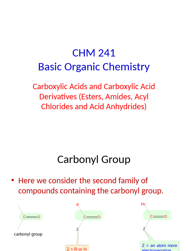 CHM 241 - Basic Organic Chemistry - CARBOXYLIC ACIDS | PDF | Ester ...