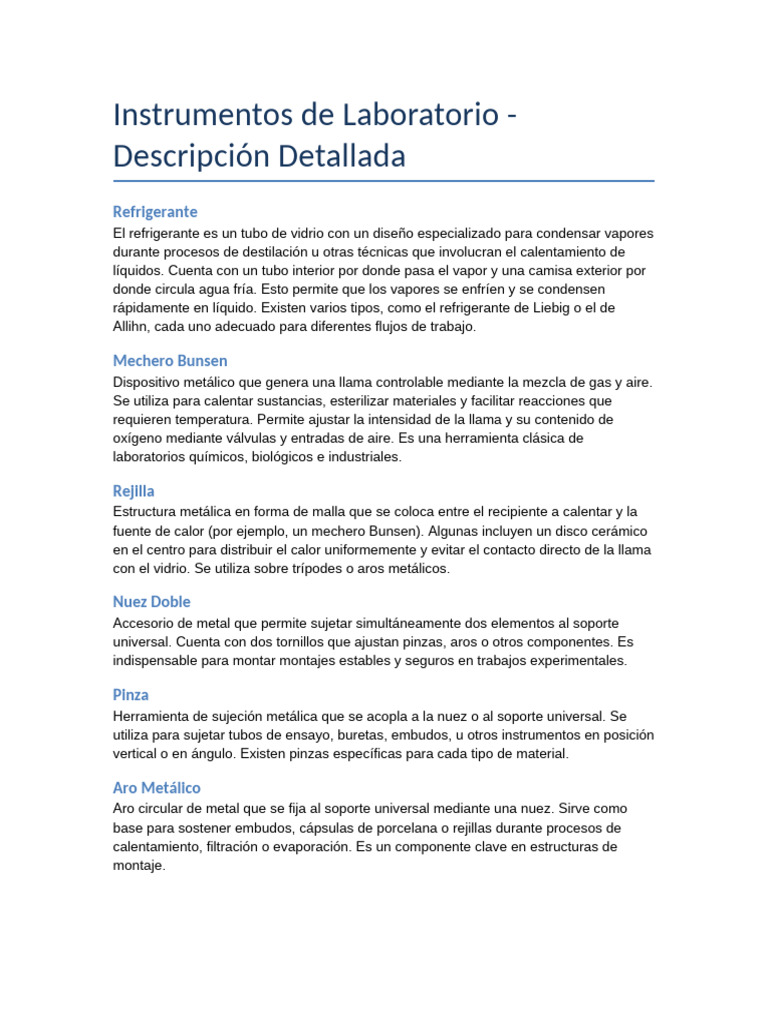 Instrumentos de Laboratorio Completo | PDF