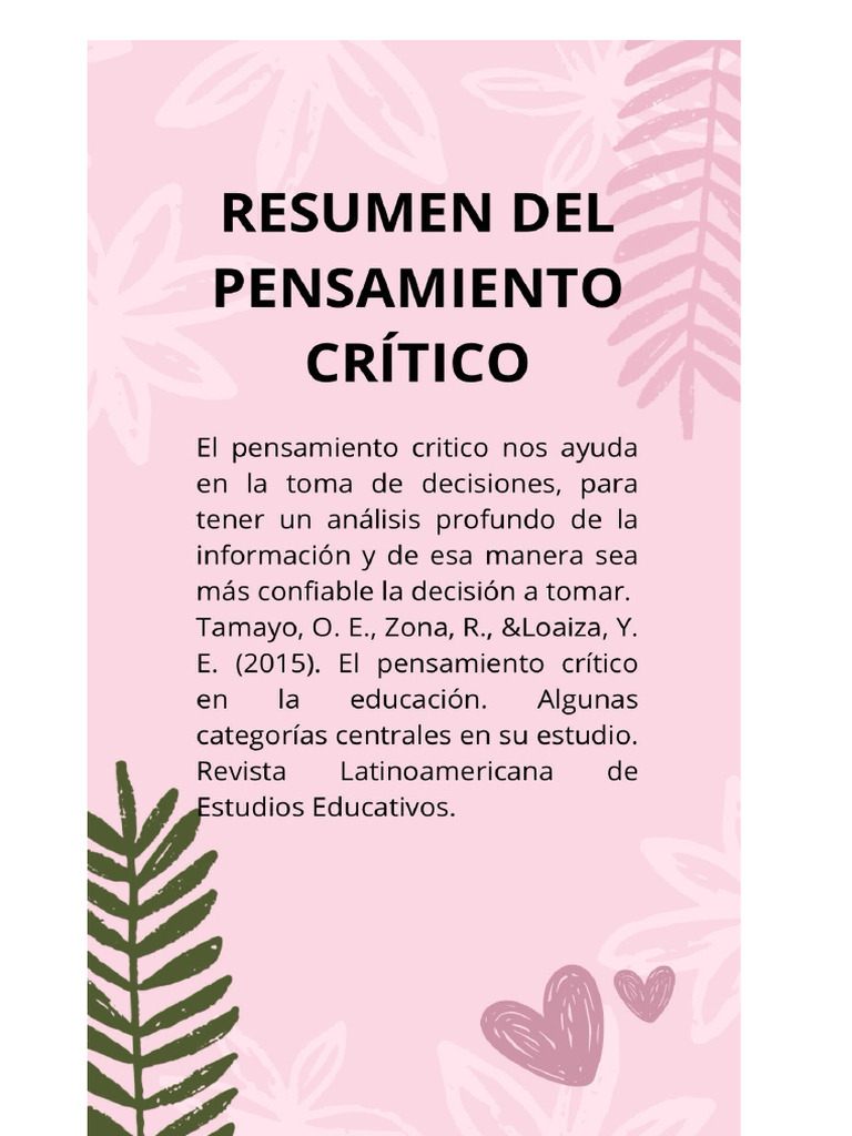 Resumen Pensamiento Crítico | PDF