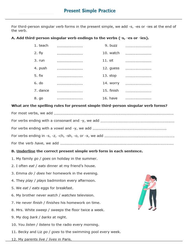 Simple Present Tense Practice | PDF | Linguistics | Syntax