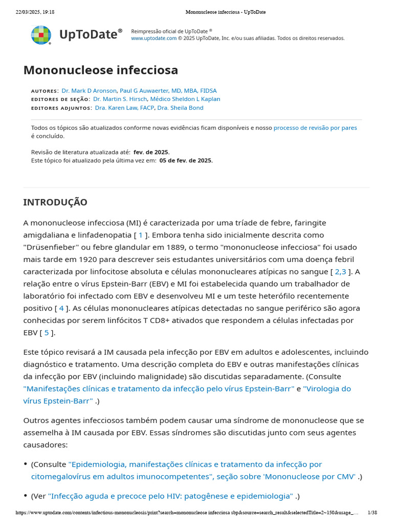 Mononucleose Infecciosa: Diagnóstico e Tratamento | PDF | Virologia ...