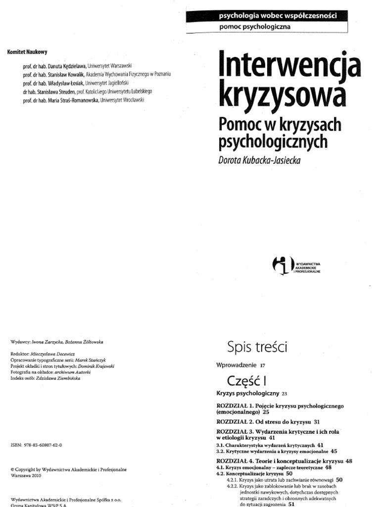 Kubacka-Jasiecka D - Interwencja Kryzysowa. Pomoc W Kryzysach ...