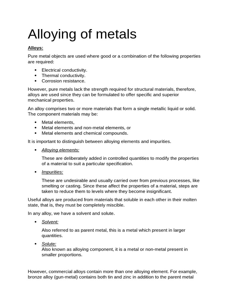 Alloying of Metals | PDF | Alloy | Steel