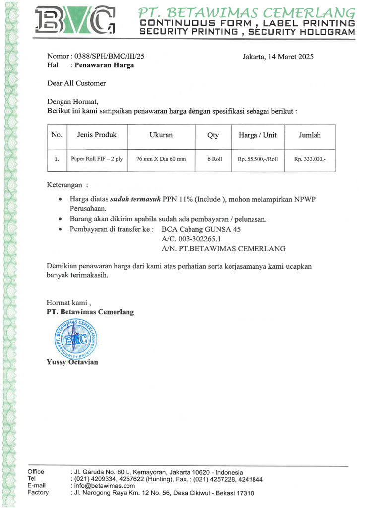 PH FIF - Paper Roll | PDF