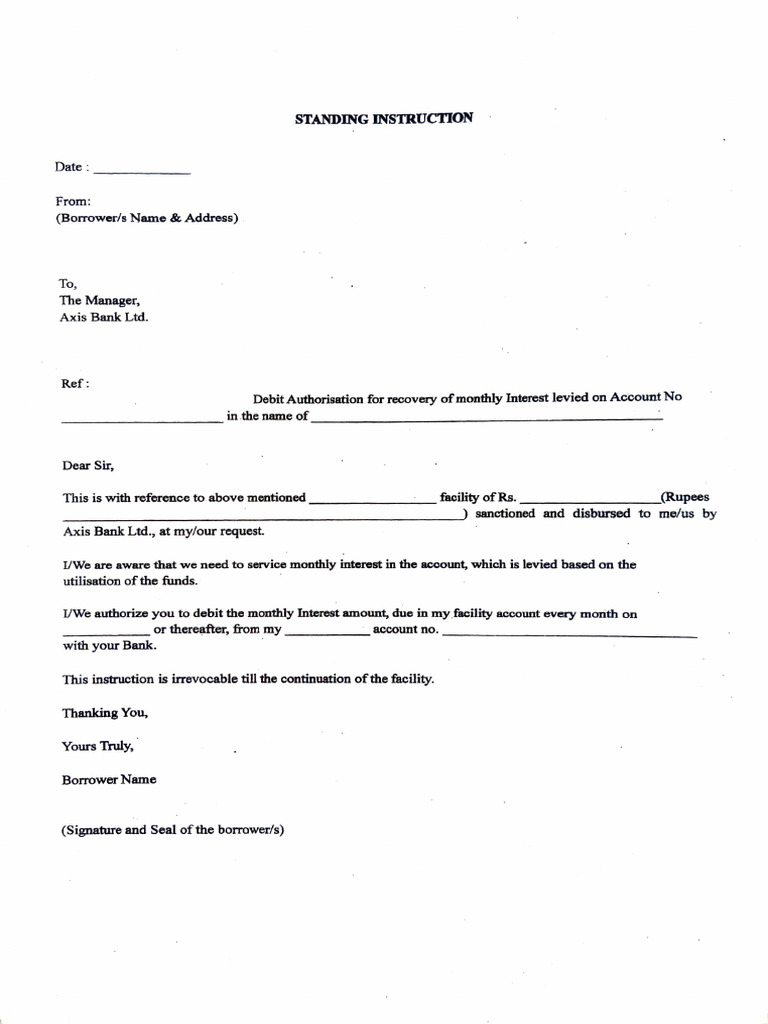 Standing Instruction | PDF