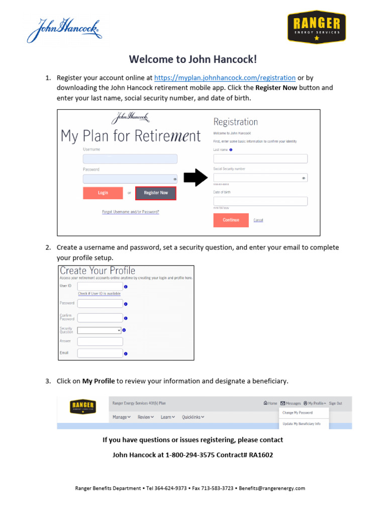 Welcome To John Hancock - Registration Instructions | PDF