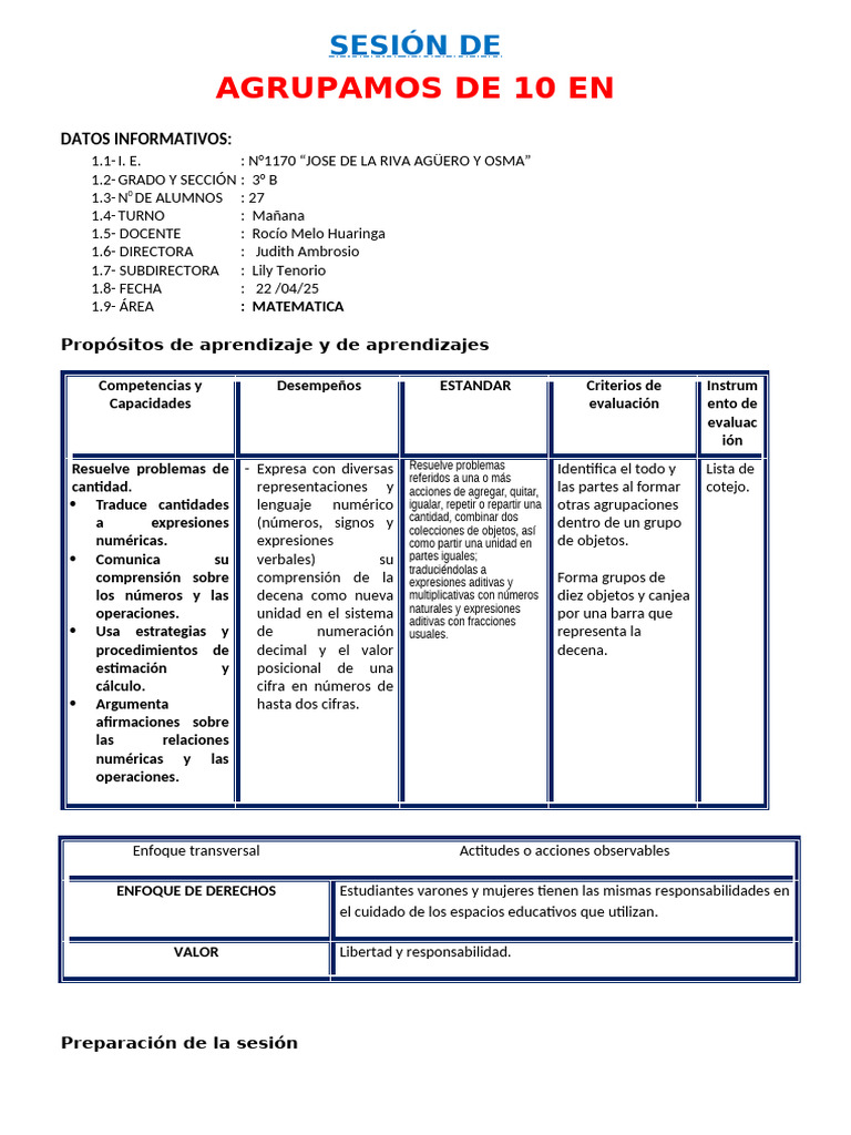 3° Sesión Día 2 Mat Agrupamos de 10 en 10 | PDF | Notación Matemática | Matemáticas
