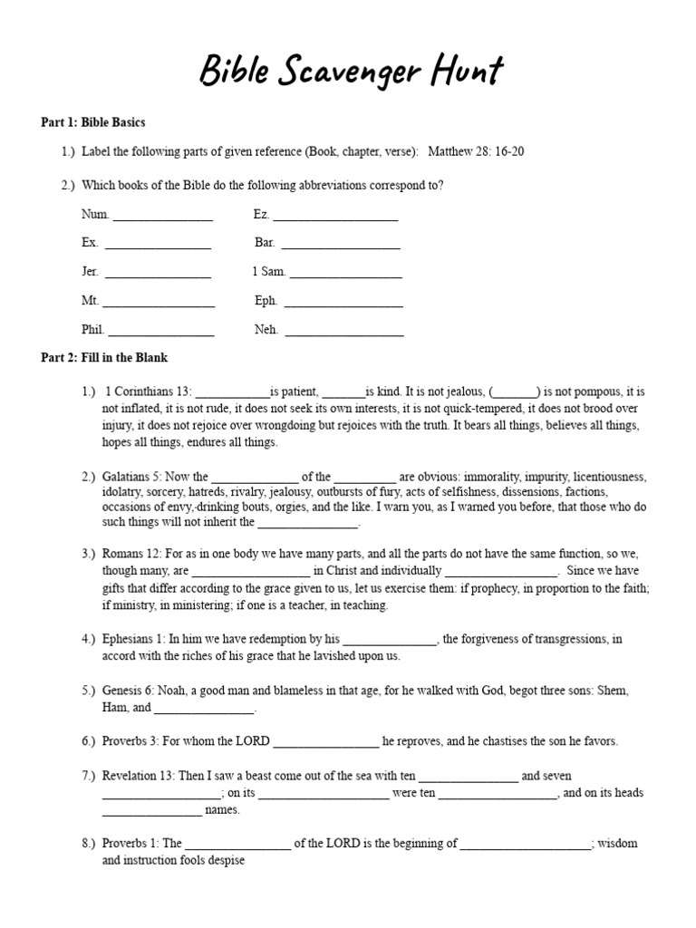 Jesus' Life: A Biblical Scavenger Hunt | PDF | Book Of Proverbs | Jesus