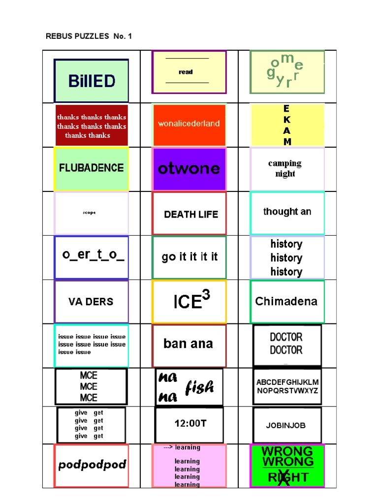 Rebus Puzzles & Key | PDF | Young Adult