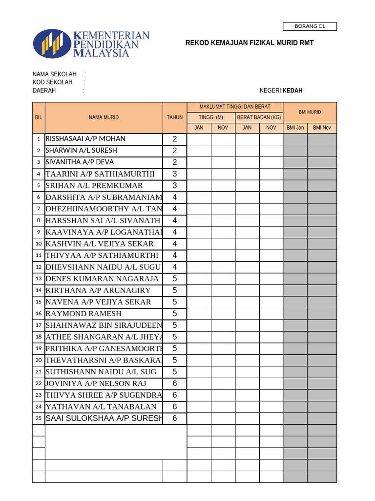BORANG - RMT - C | PDF