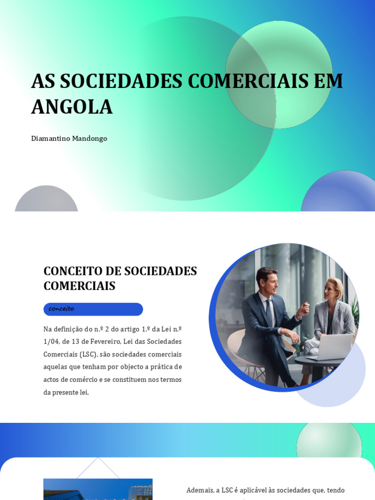 Sociedades Comerciais em Angola: Lei e Práticas | PDF | Sociedade em ...
