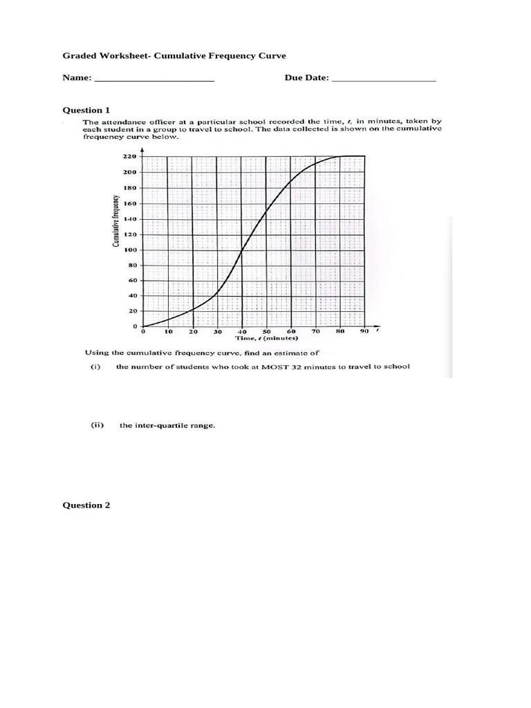 Cumulative Frequency Graded Worksheet | PDF