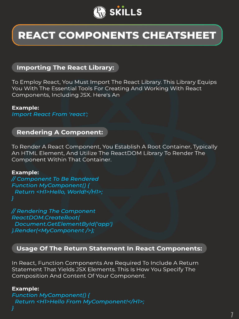 React Components Cheatsheet | PDF | Java Script | Computing