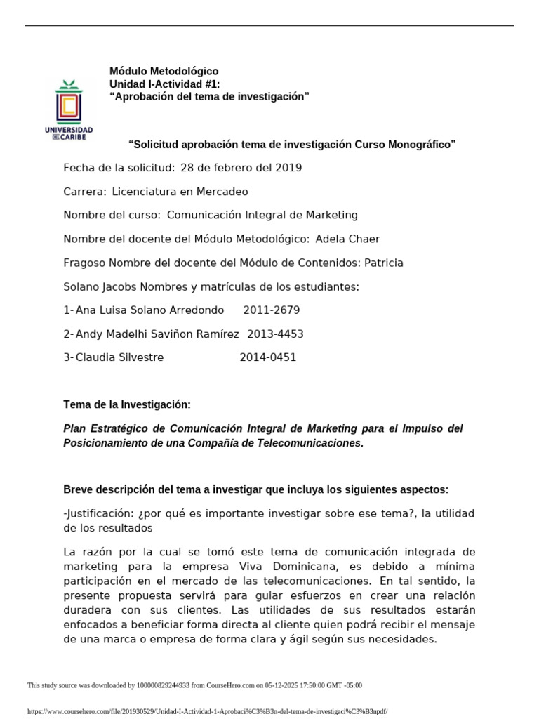 Unidad I Actividad 1 Aprobaci N Del Tema de Investigaci N PDF | PDF ...