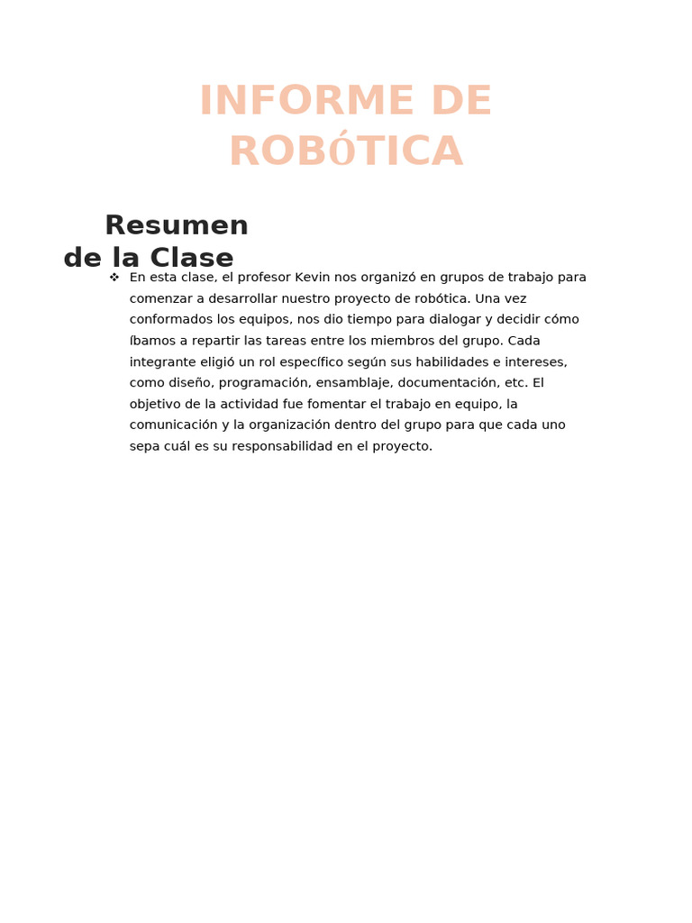 Informe de Robótica | PDF