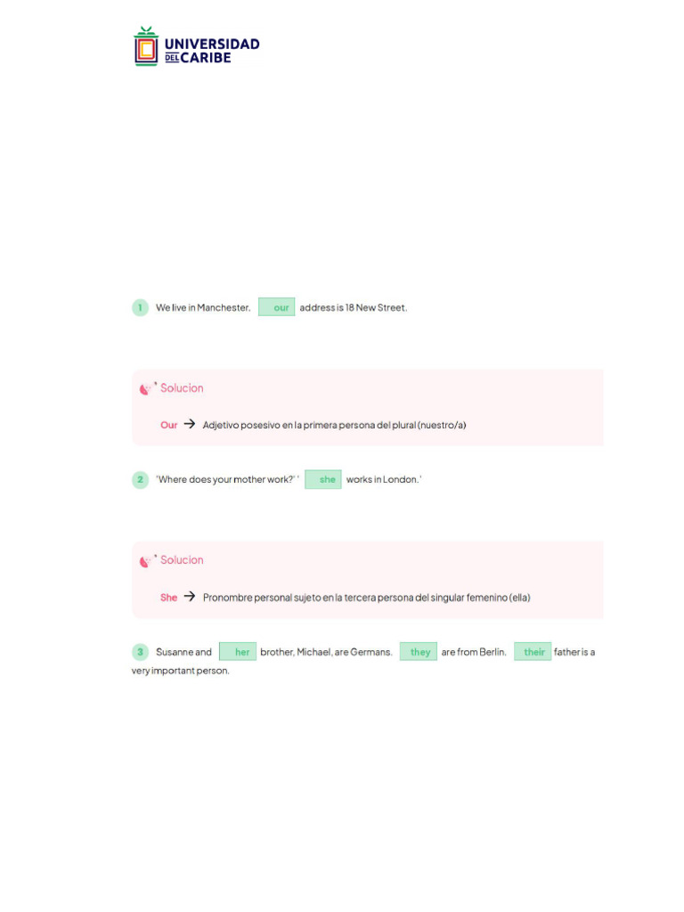 Unidad 4. Actividad 1. Entregable. Possessive Adjectives | PDF