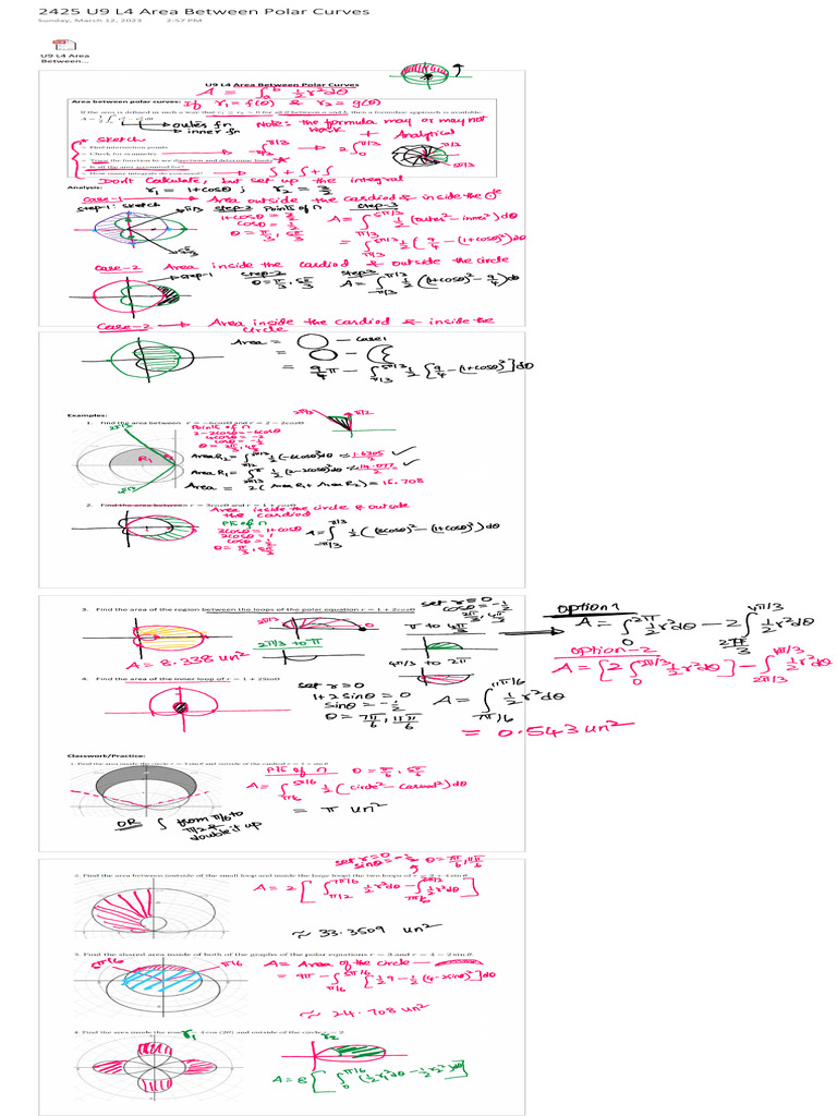 2425 U9 L4 Area Between Polar Curves | PDF