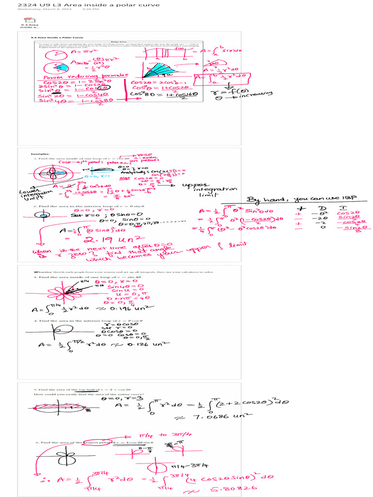 2324 U9 L3 Area Inside A Polar Curve | PDF