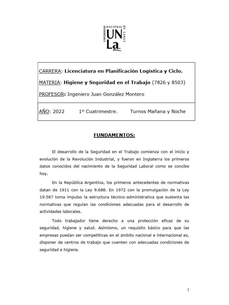 Planificacion 2022 Seg e Higiene_250425_185200 | PDF | Seguridad y salud ocupacional | Valores