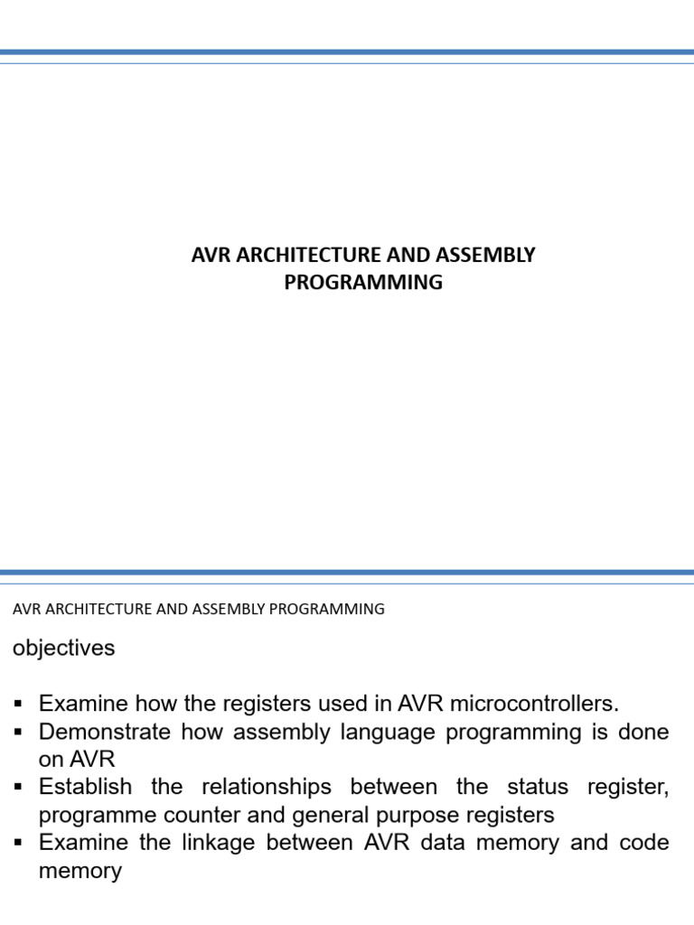 AVR Architecture and Assembly Language | PDF | Microcontroller | Computer Memory