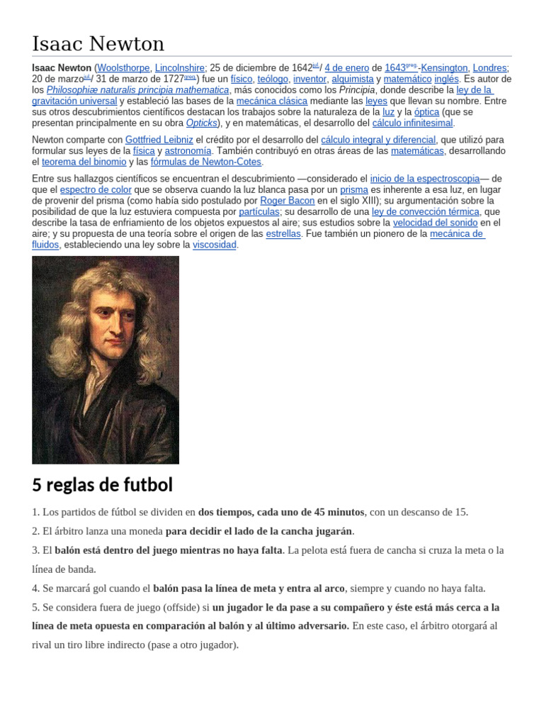 Isaac Newton: Vida y Contribuciones Científicas | PDF | Isaac Newton