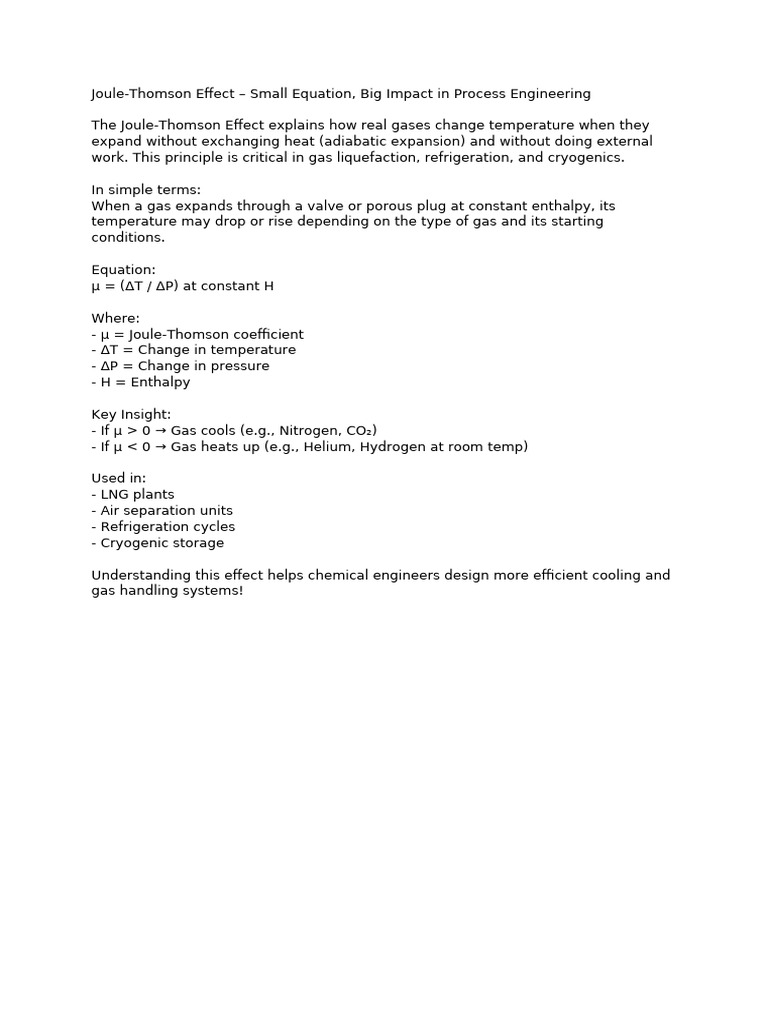 Joule-Thompson Effect | PDF