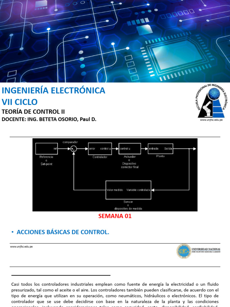 CLASE 01 Teoría de Control | PDF | Sistema de control | Sensor