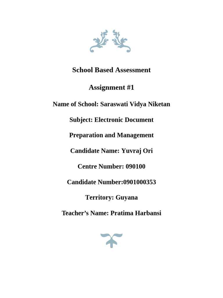 School Based Assessment | PDF