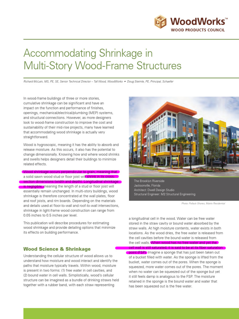 Wood Shrinkage in Multi-Story Frames | PDF | Lumber | Wood
