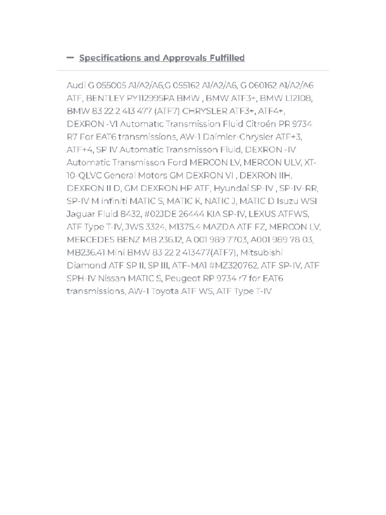 Dexron VI Spec | PDF