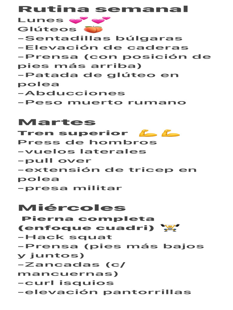 Rutina Semanal | PDF