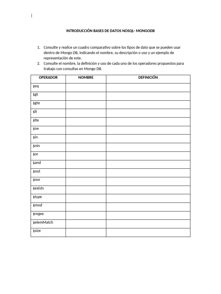 Taller Introducción Bases de Datos Nosql - Mongodb | PDF