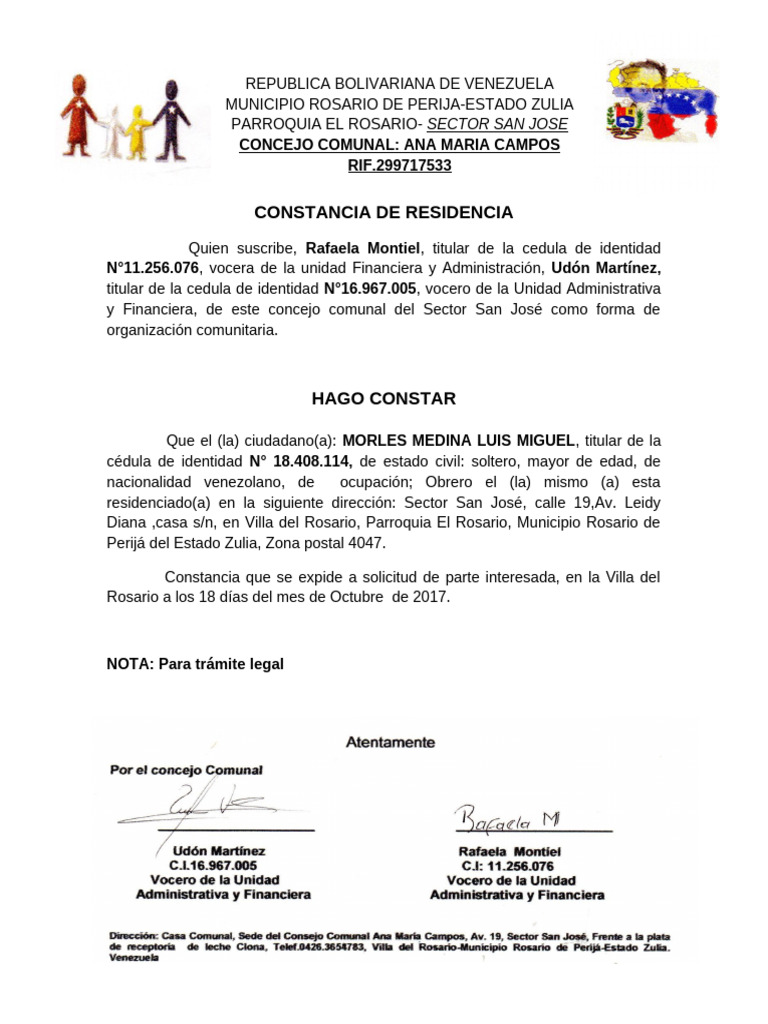 Constancia de Residencia para PDF | PDF