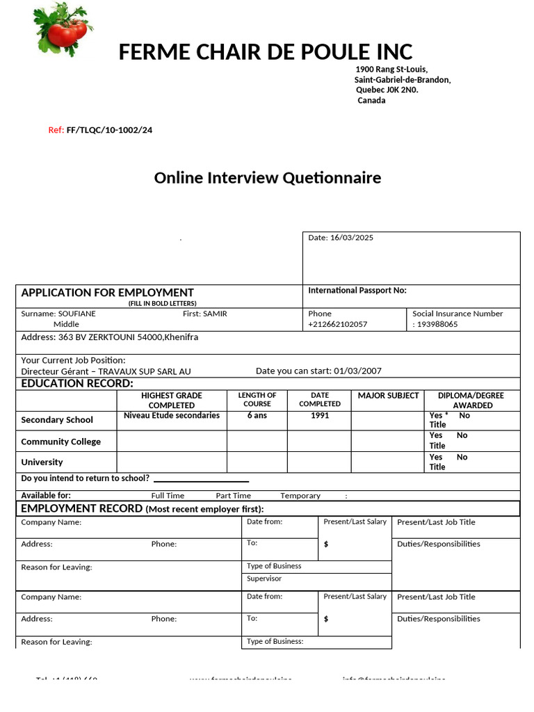 Online Interview Form-Copier | PDF | Business | Social Psychology