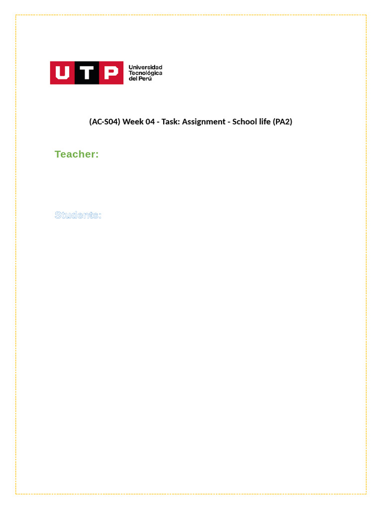 Week 04 Task Assignment School Life | PDF