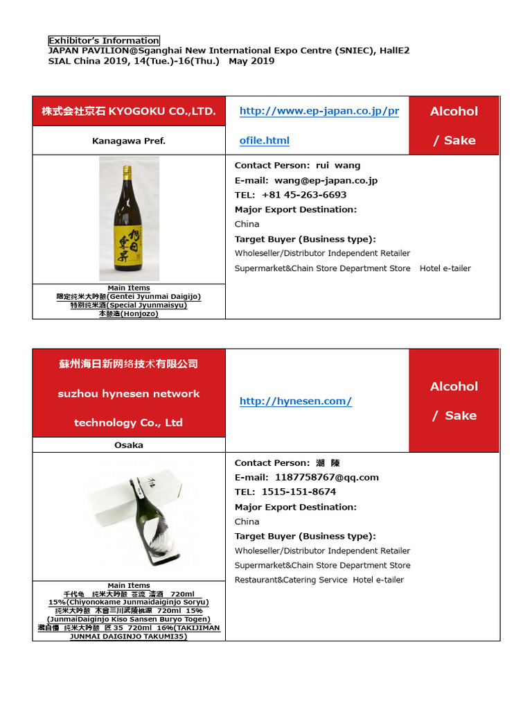 Catalogue Jetro Sialchina2019 | PDF | Supermarket | Drink
